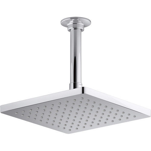 Kohler Honesty 8" Single-Function Wall or Ceiling-Mount Square Rainhead, Square Rain Showerhead ...